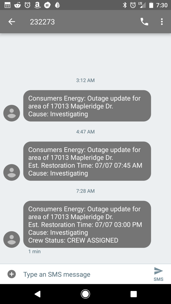 Power outages - Lakeshore Woods